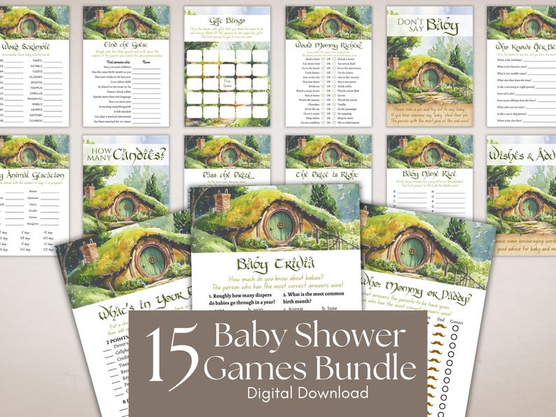 Printable Fantasy Shire Game Bundle, 15 Baby Shower Activities, Magic ...