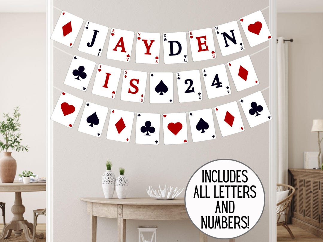 Custom Playing Card Banner, Poker Personalized Decoration, Vegas ...