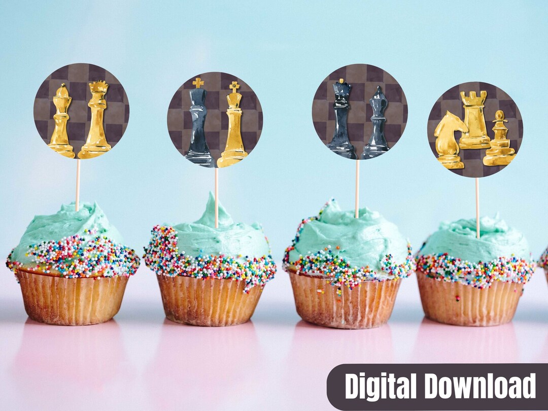 Printable Chess Piece Cupcake Toppers Board Game Party Favor - Etsy