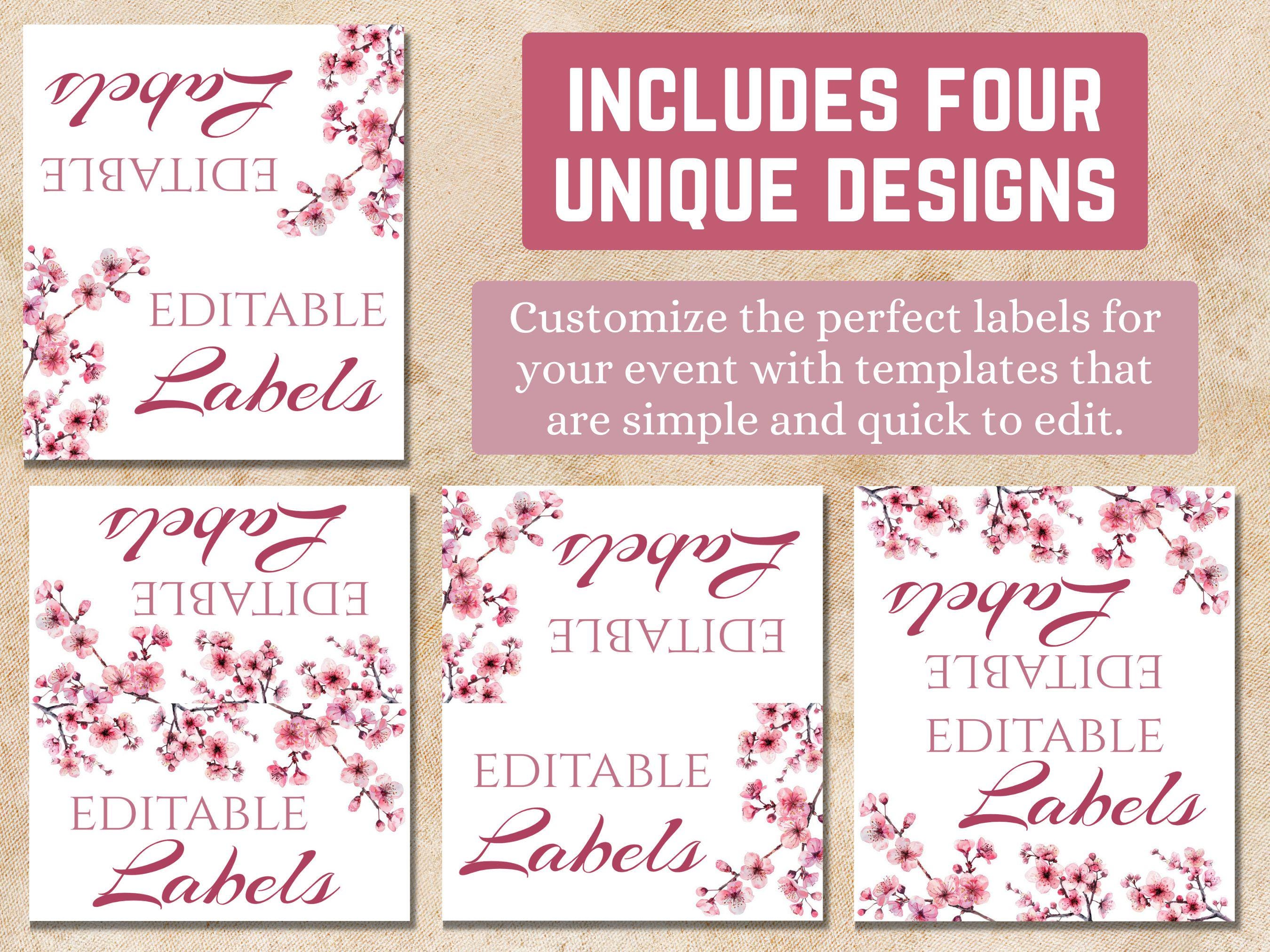 Editable Cherry Blossom Labels, Pink Flower Food Sign, Sakura Birthday ...
