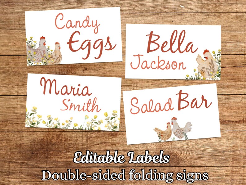Editable Chicken Labels, Cute Farm Animal Food Signs, Rooster Birthday ...