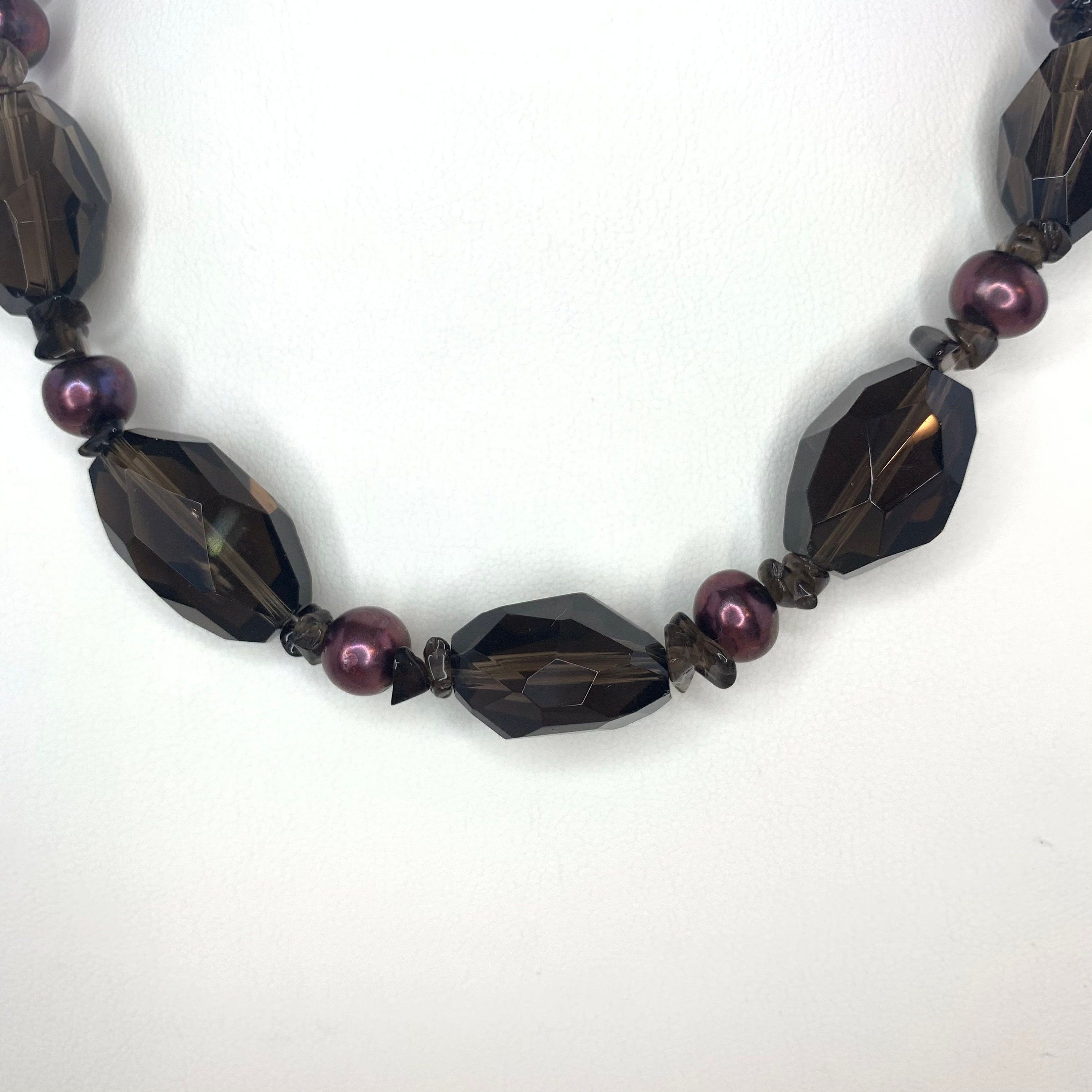 Vintage Deb Guyot Necklace: Smokey Topaz Quartz & Iridescent Faux ...