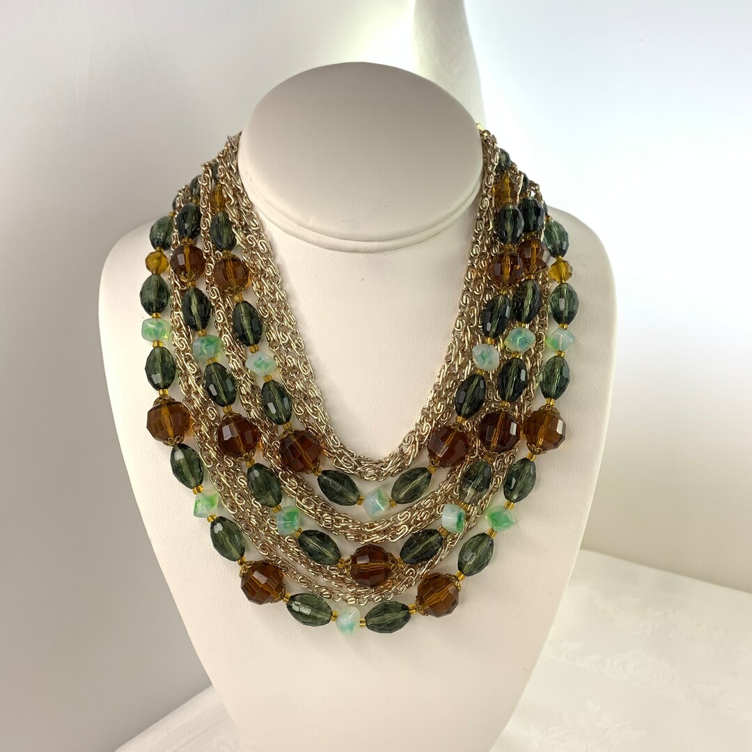 Vintage Necklace West Germany Nine Strands Paperclip Chain Three ...