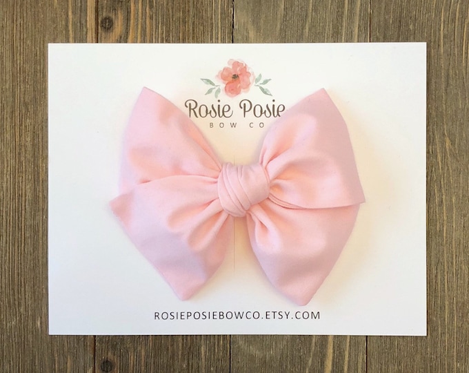 Light Pink Fabric Bow | Girls Hair Bow | Baby Bow | Toddler Bow | Baby ...