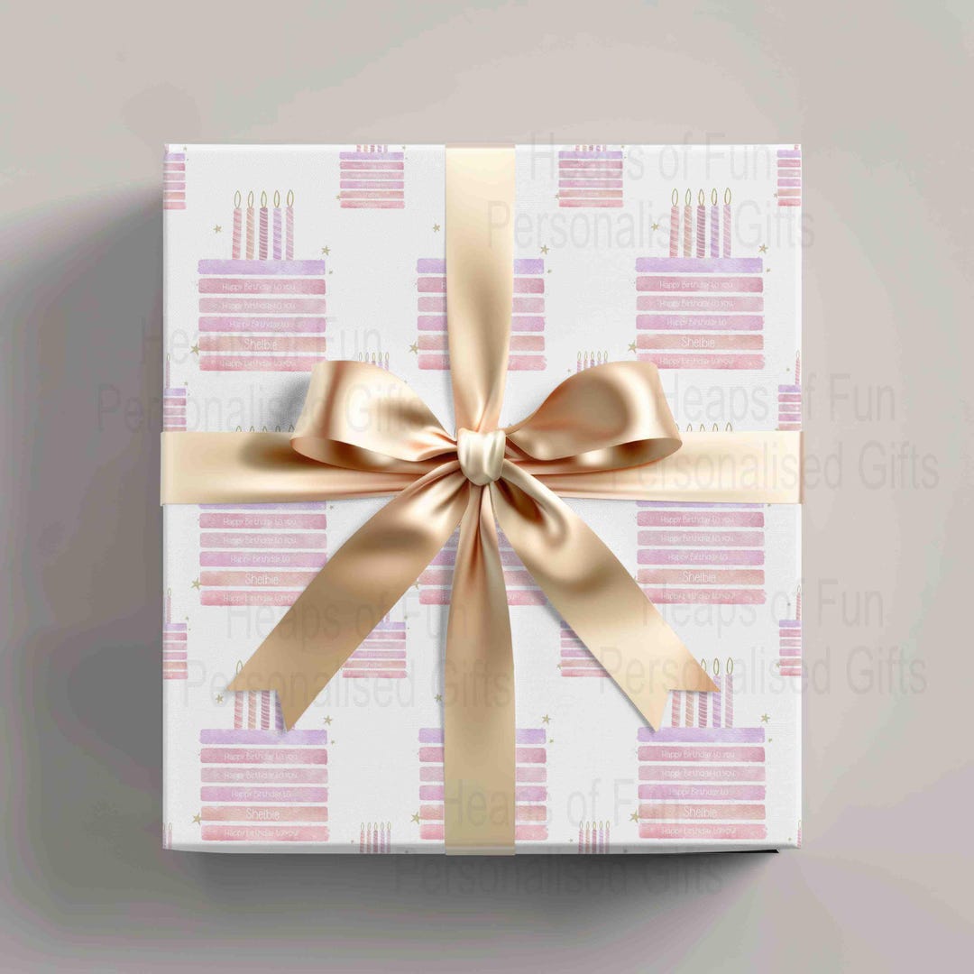 Personalised Birthday Cake Wrapping Paper – Eco Friendly Gift Wrap, Any ...
