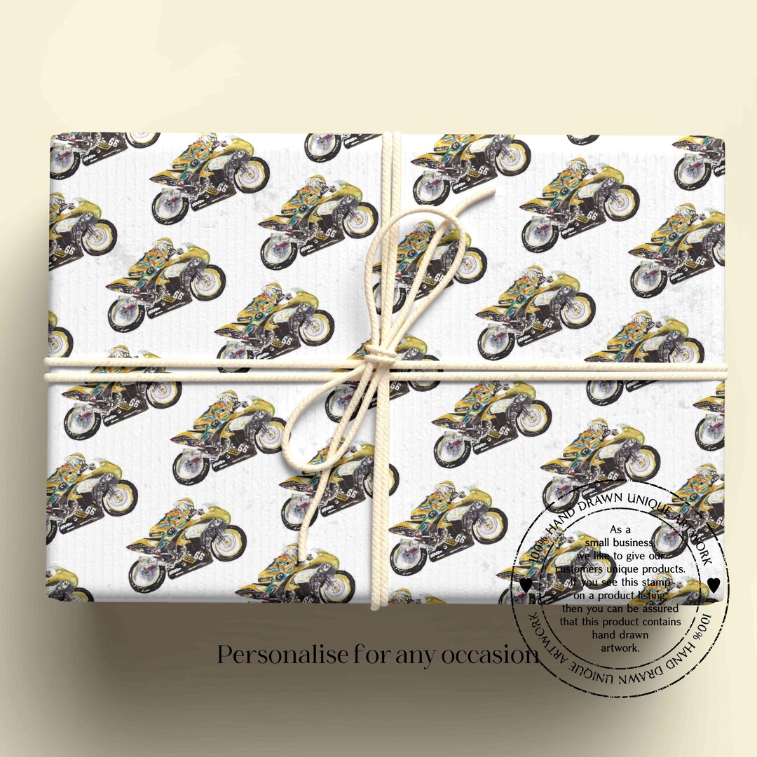 Motorbike Wrapping Paper, Personalised Gift Wrap - for Any Occasion - Etsy