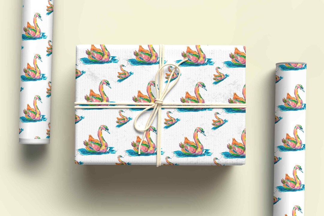 Swan Wrapping Paper, Personalised Gift Wrap, - Etsy