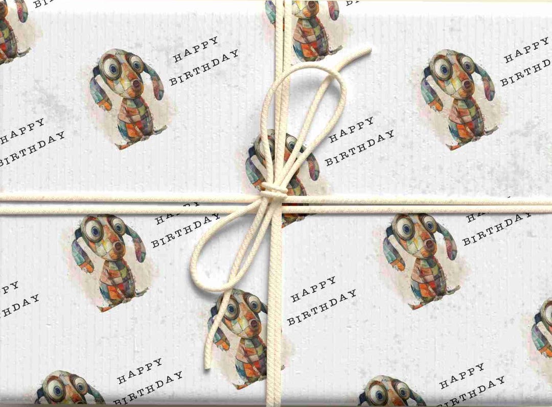 Personalised Quirky Animal Wrapping Paper, Dog, Cat, Fox, Bear, Pigeon ...