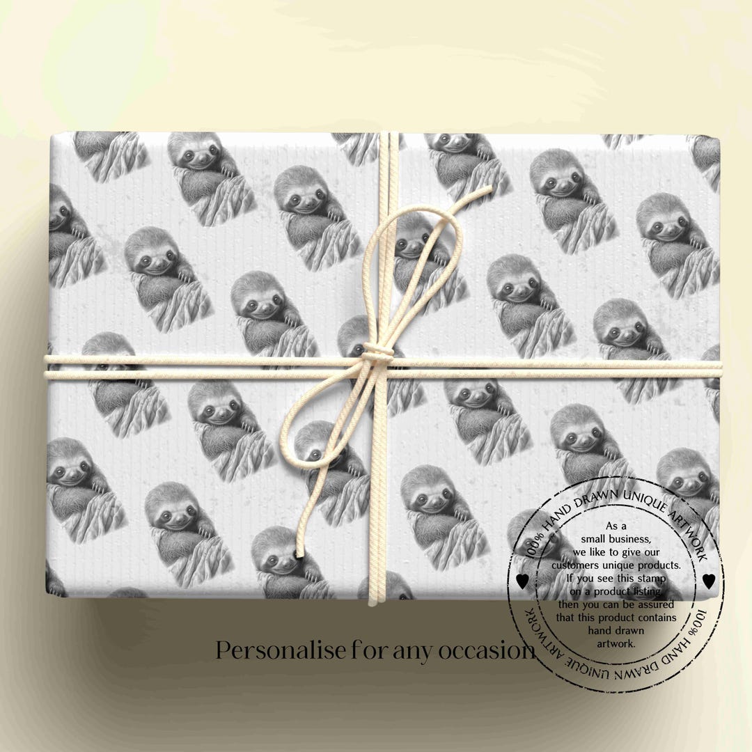 Sloth Wrapping Paper - Personalised Gift Wrap - for Any Occasion - Etsy