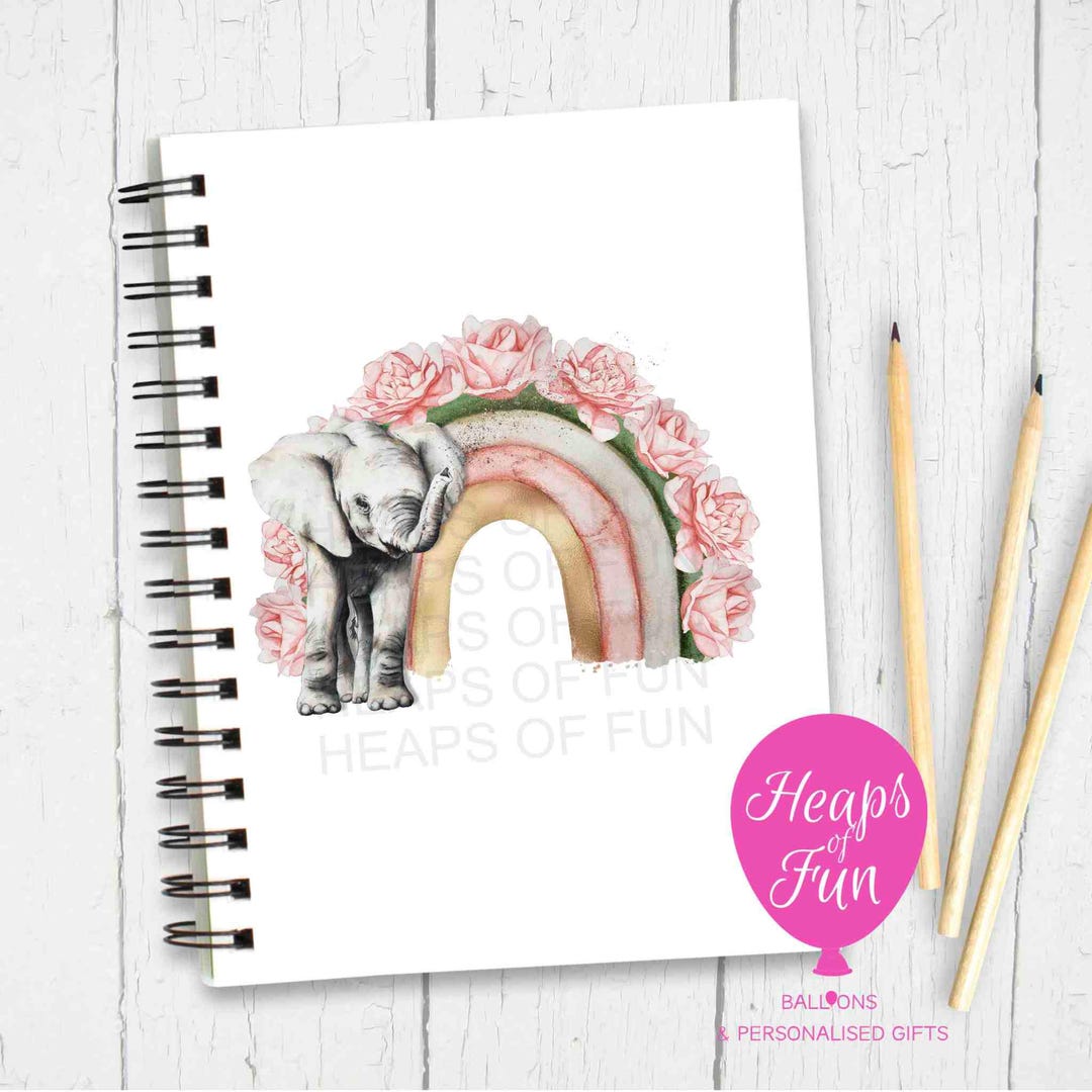 Elephant Rainbow Notebook | Cute Elephant Journal | Watercolour Animal ...