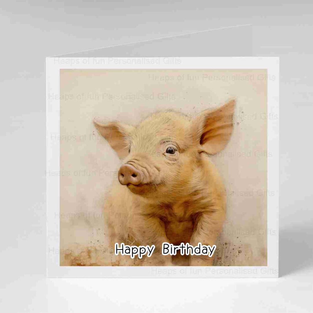Pig Birthday Card | Cute Pig Birthday Card | Farm Animal Birthday Card ...