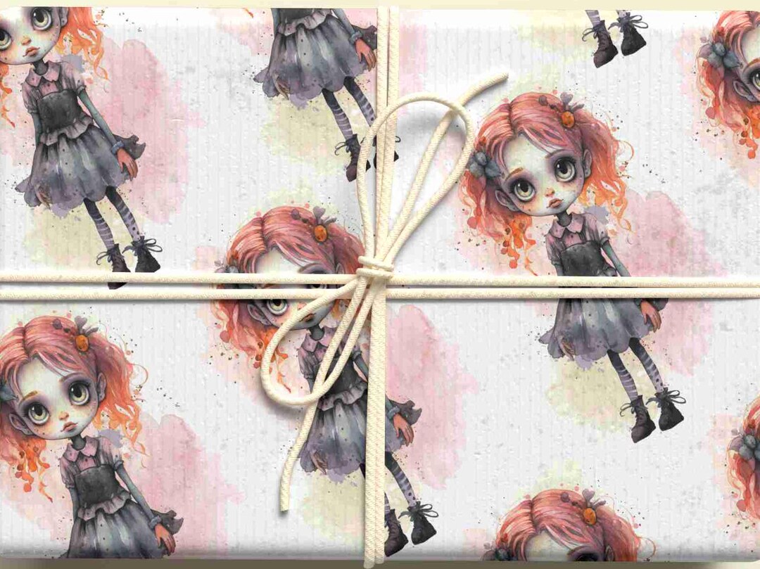 Cute Little Zombie Girl Wrapping Paper, A2, 1m, 2m and 3m Size Options ...