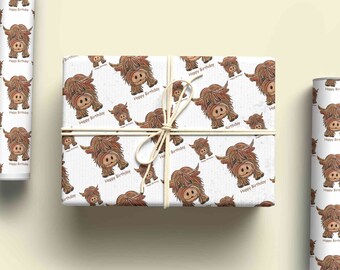 Highland Cow Wrapping Paper Highland Cow Giftware - Etsy
