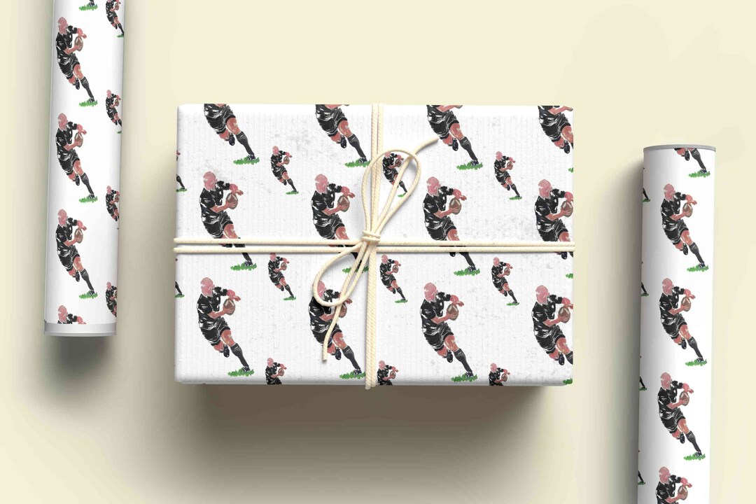 Rugby Themed Wrapping Paper, Personalised Gift Wrap, - Etsy