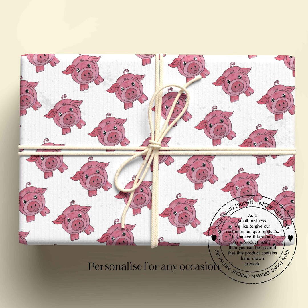 Cute Pig Wrapping Paper - Personalised Gift Wrap - for Any Occasion - Etsy
