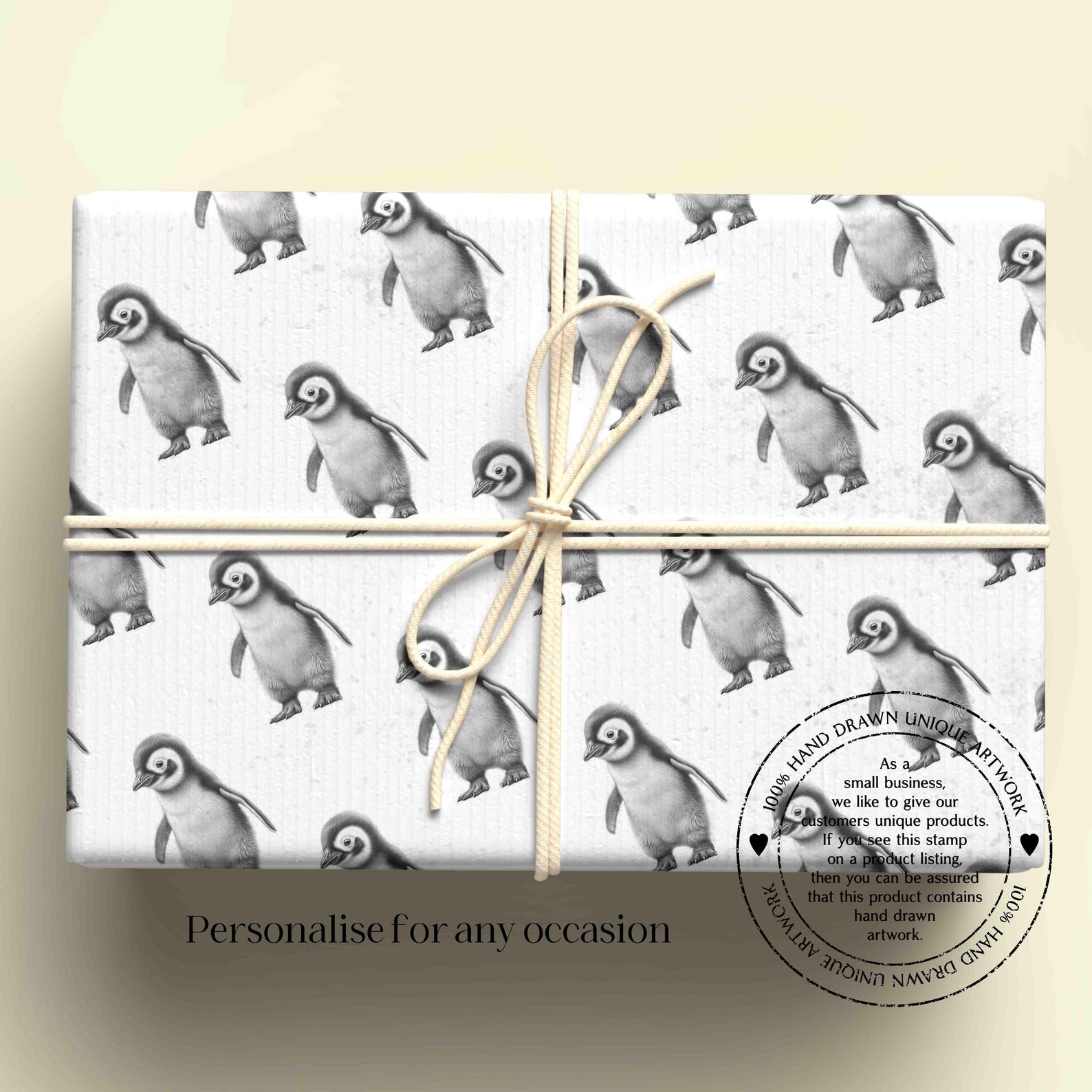 Penguin Wrapping Paper, Personalised Gift Wrap, Birthday Wrapping Paper ...