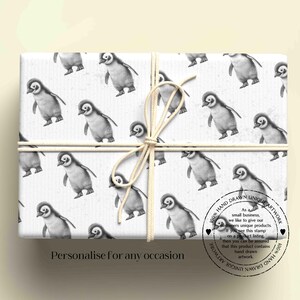 Penguin Wrapping Paper, Personalised Gift Wrap, Birthday Wrapping Paper ...