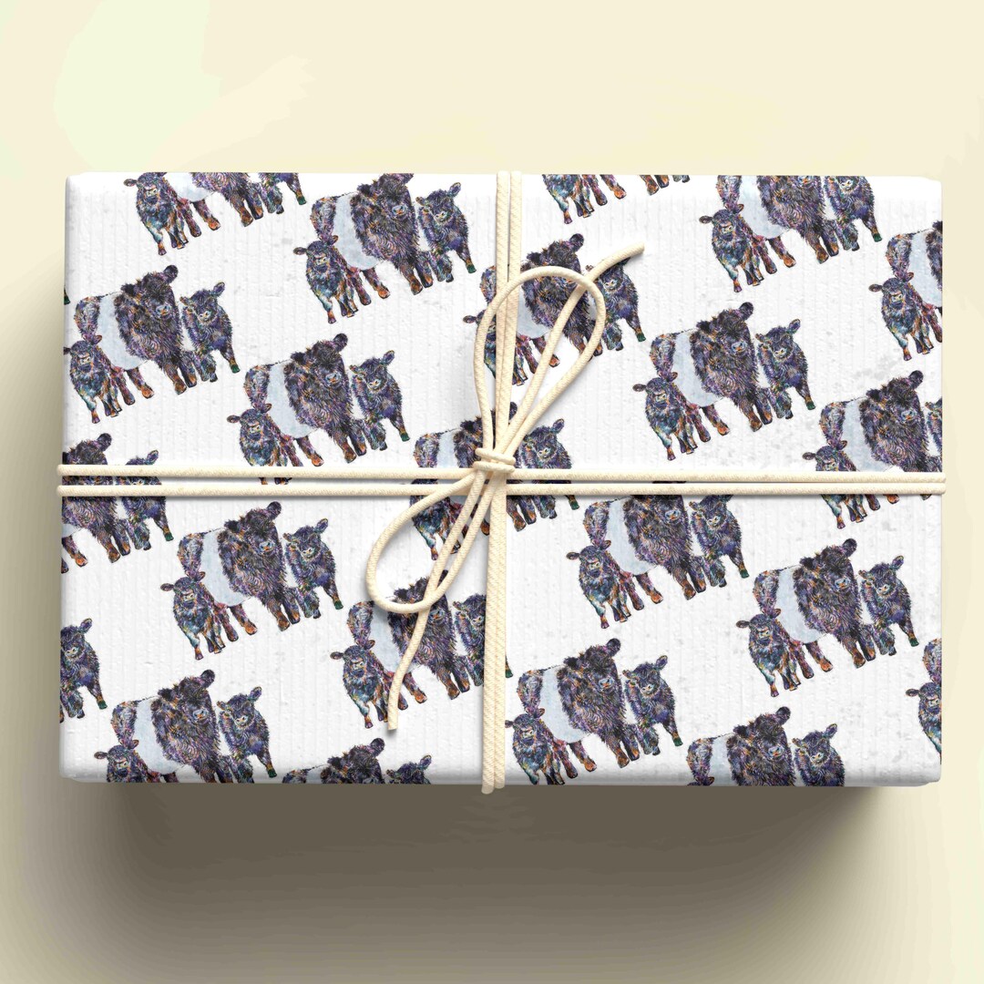 Belted Galloway Cow Wrapping Paper, Personalised Gift Wrap - for Any ...