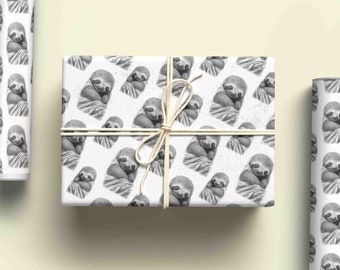 I SLOTH YOU Gift Wrap Cute Sloth Wrapping Paper Animal Valentines Happy ...