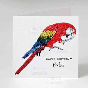 Parrot Birthday Card - Personalised Parrot Theme Card - Customised ...