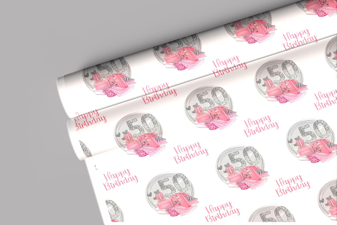 50th Birthday Wrapping Paper Personalised Gift Wrap Happy - Etsy