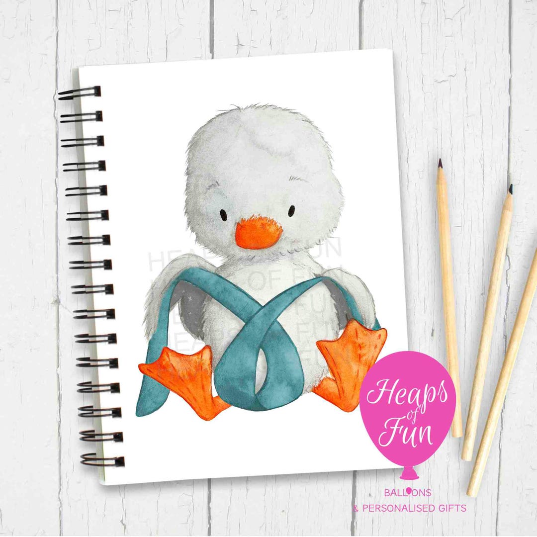 Teal Ribbon Duck Notebook | Awareness Ribbon Journal | Cute Duck ...
