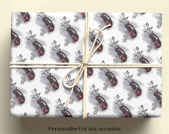 Golf Club Wrapping Paper, Golfer Father's Day Gift Wrap, Watercolor ...