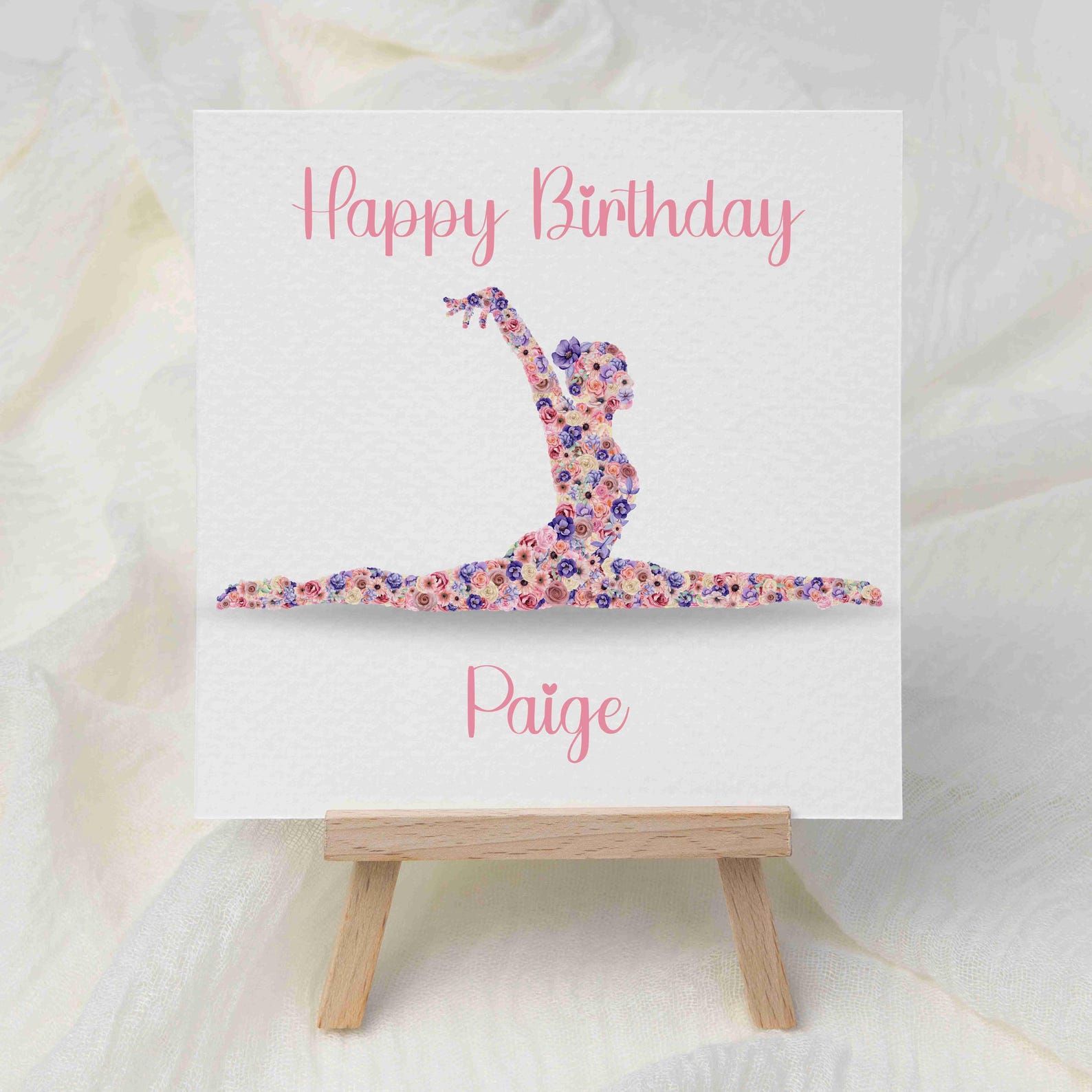 Personalised Floral Gymnastics Birthday Card, Daughter, Granddaughter ...