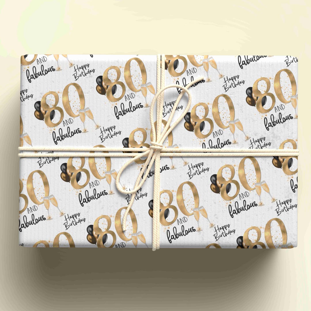 80 and Fabulous Personalised Gift Wrap, Milestone Birthday Wrapping ...