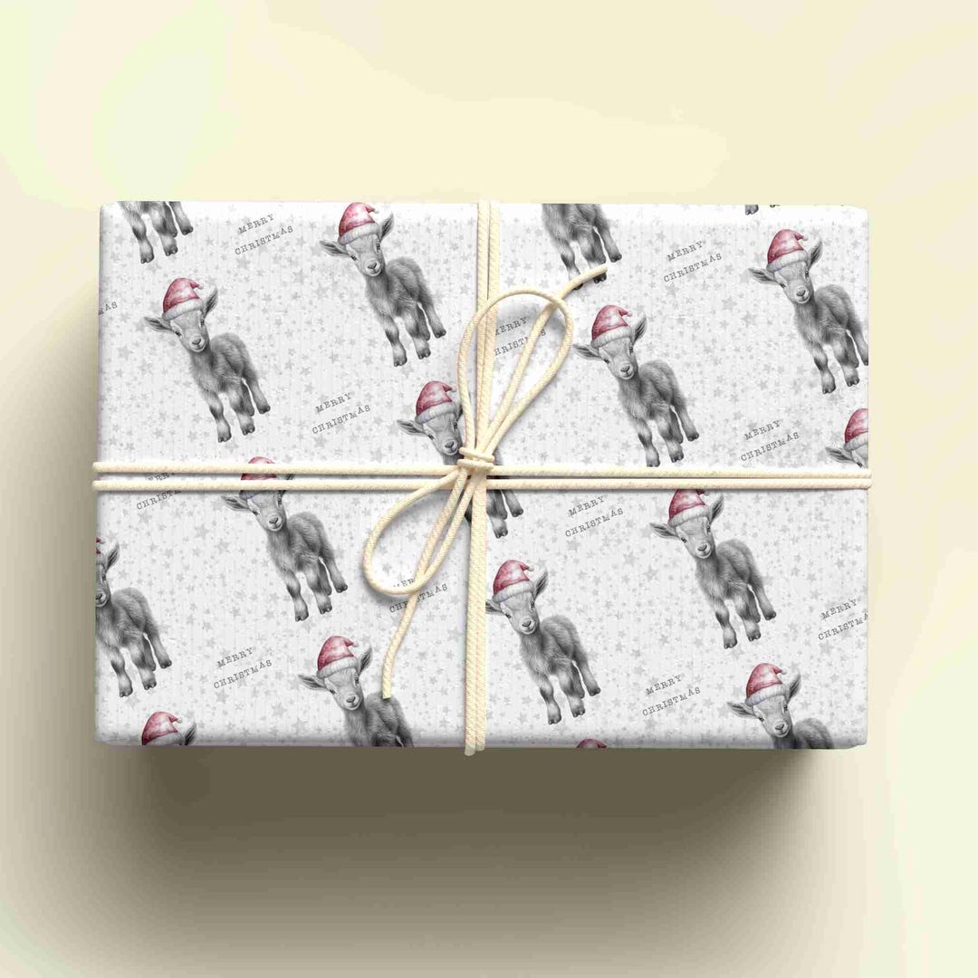 Personalised Goat Christmas Wrapping Paper – Custom Name Xmas Gift Wrap ...
