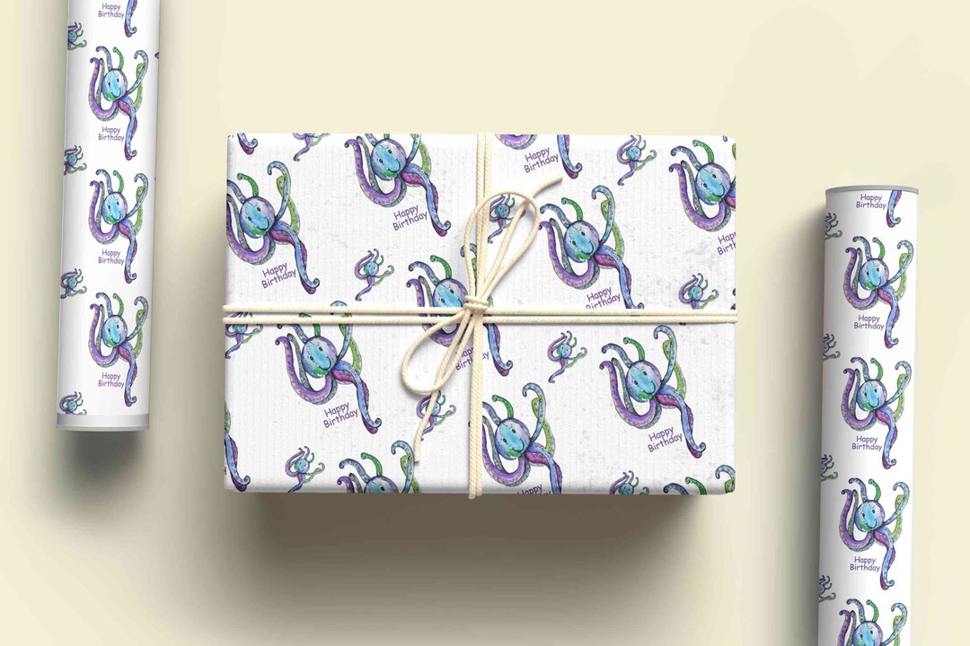 Rainbow Octopus Wrapping Paper - Etsy
