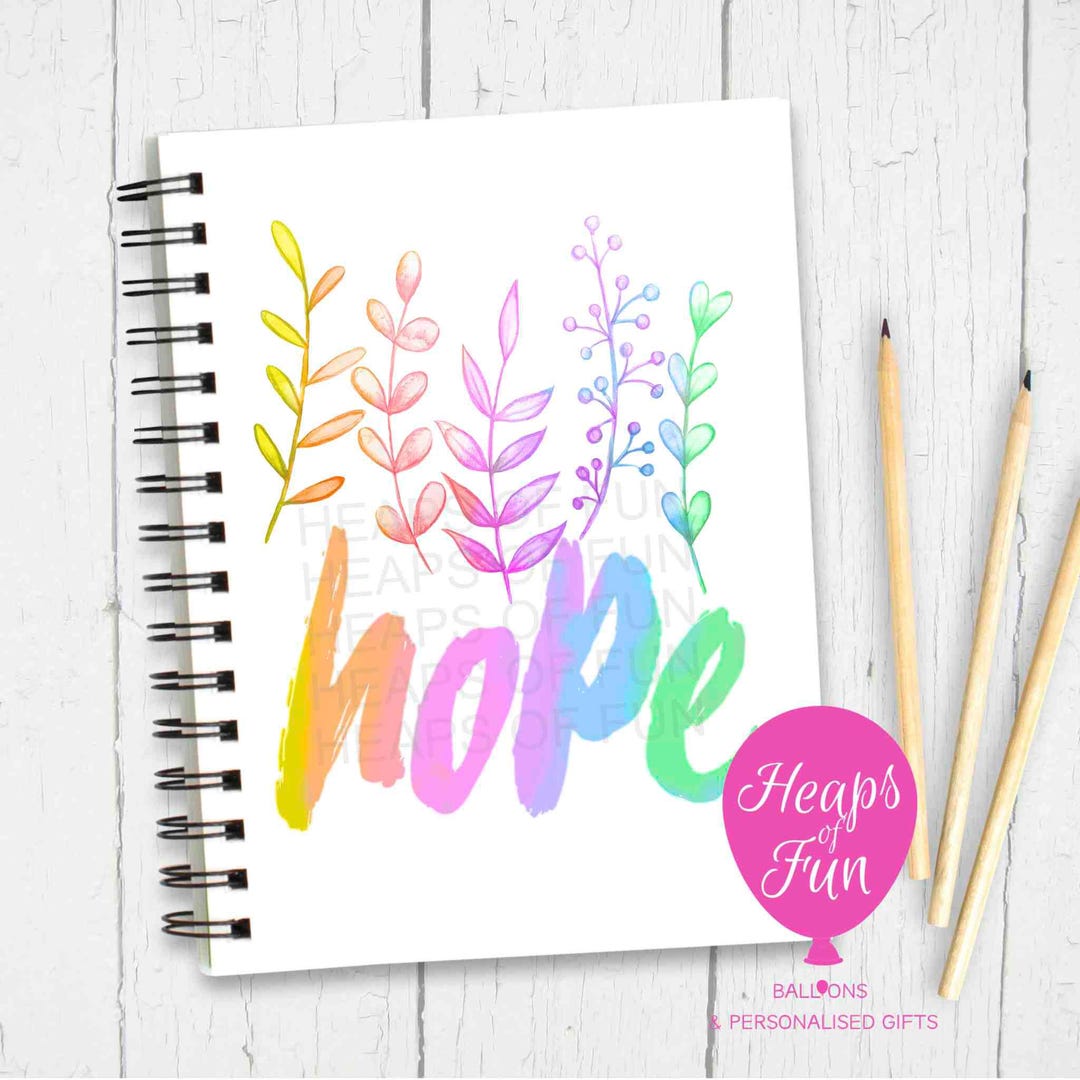 Hope Notebook | Inspirational Quote Journal | Colourful Botanical ...