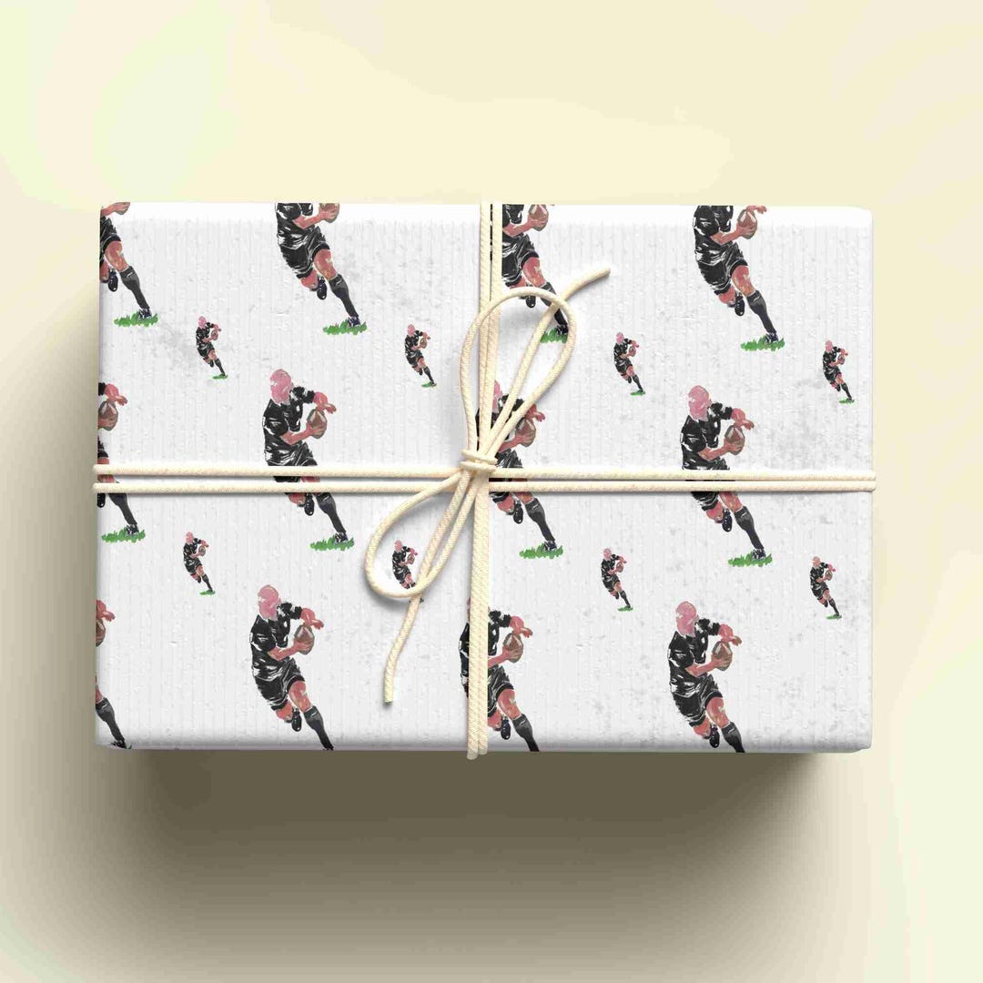 Rugby Themed Wrapping Paper, Personalised Gift Wrap, - Etsy