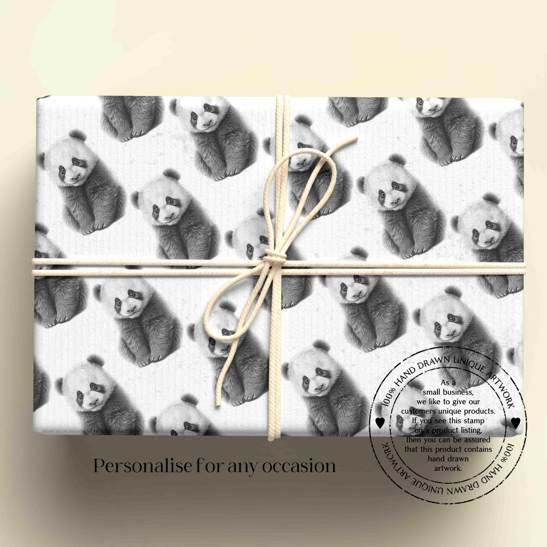 Panda Wrapping Paper, Personalised Gift Wrap, Birthday Wrapping Paper ...