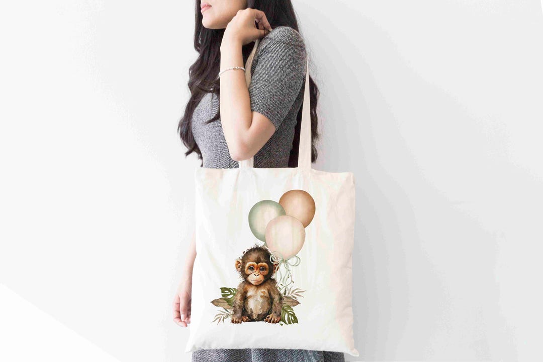 Personalised Monkey Tote Bag – Customised Shopper Bag, Personalised ...