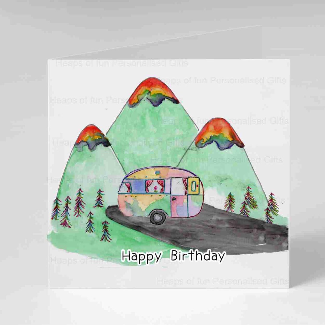 Caravan Birthday Card - Personalised Caravan Card - Customised Greeting ...