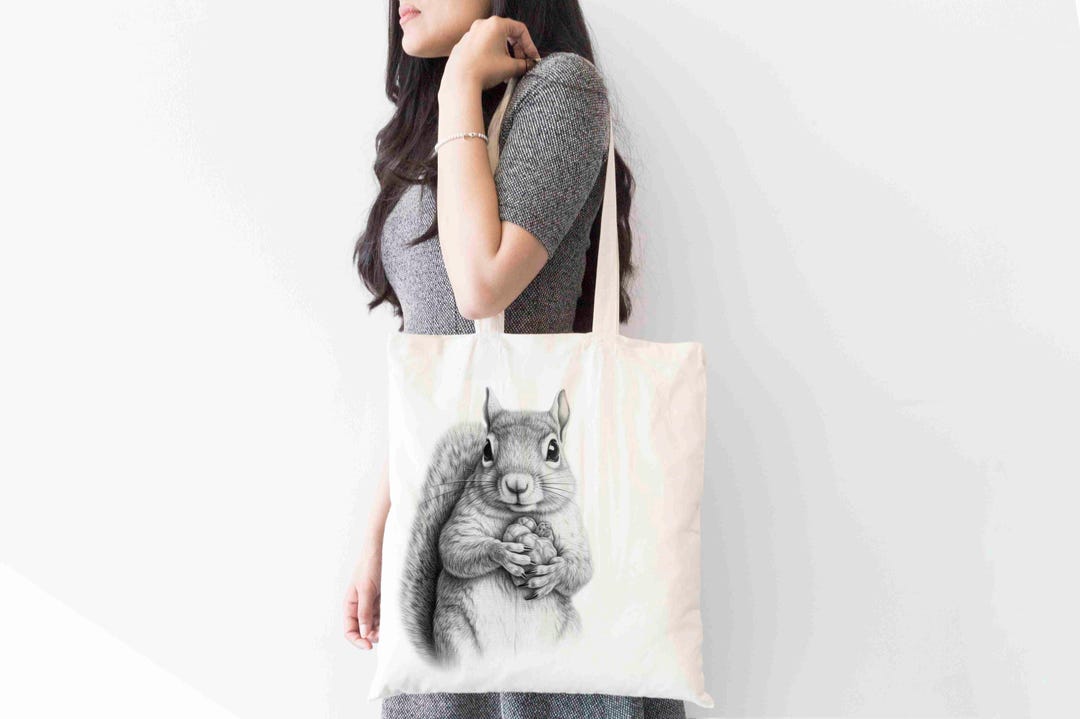 Personalised Squirrel Tote Bag, Custom Name Shopping Bag, Eco-friendly ...
