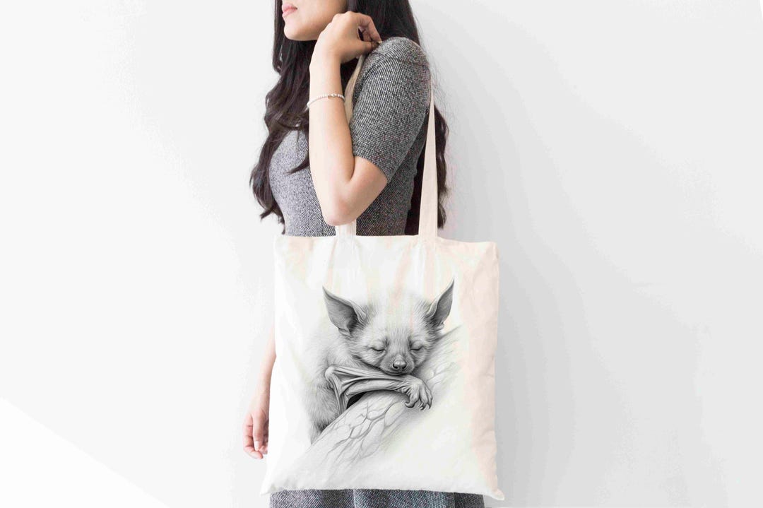 Personalised Sleeping Bat Tote Bag – Customised Shopper Bag ...