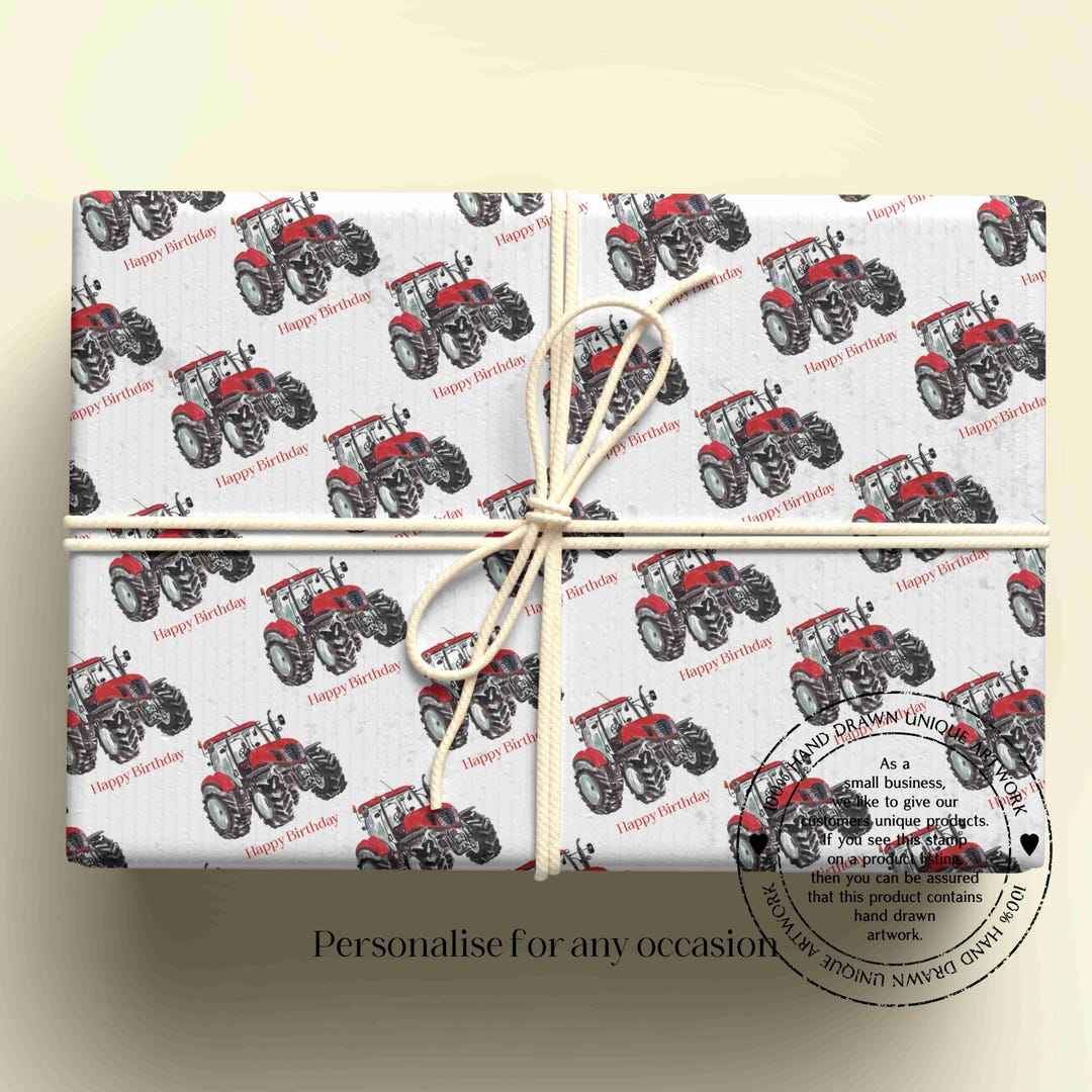Red Tractor Wrapping Paper - Personalised Gift Wrap - for Any Occasion ...