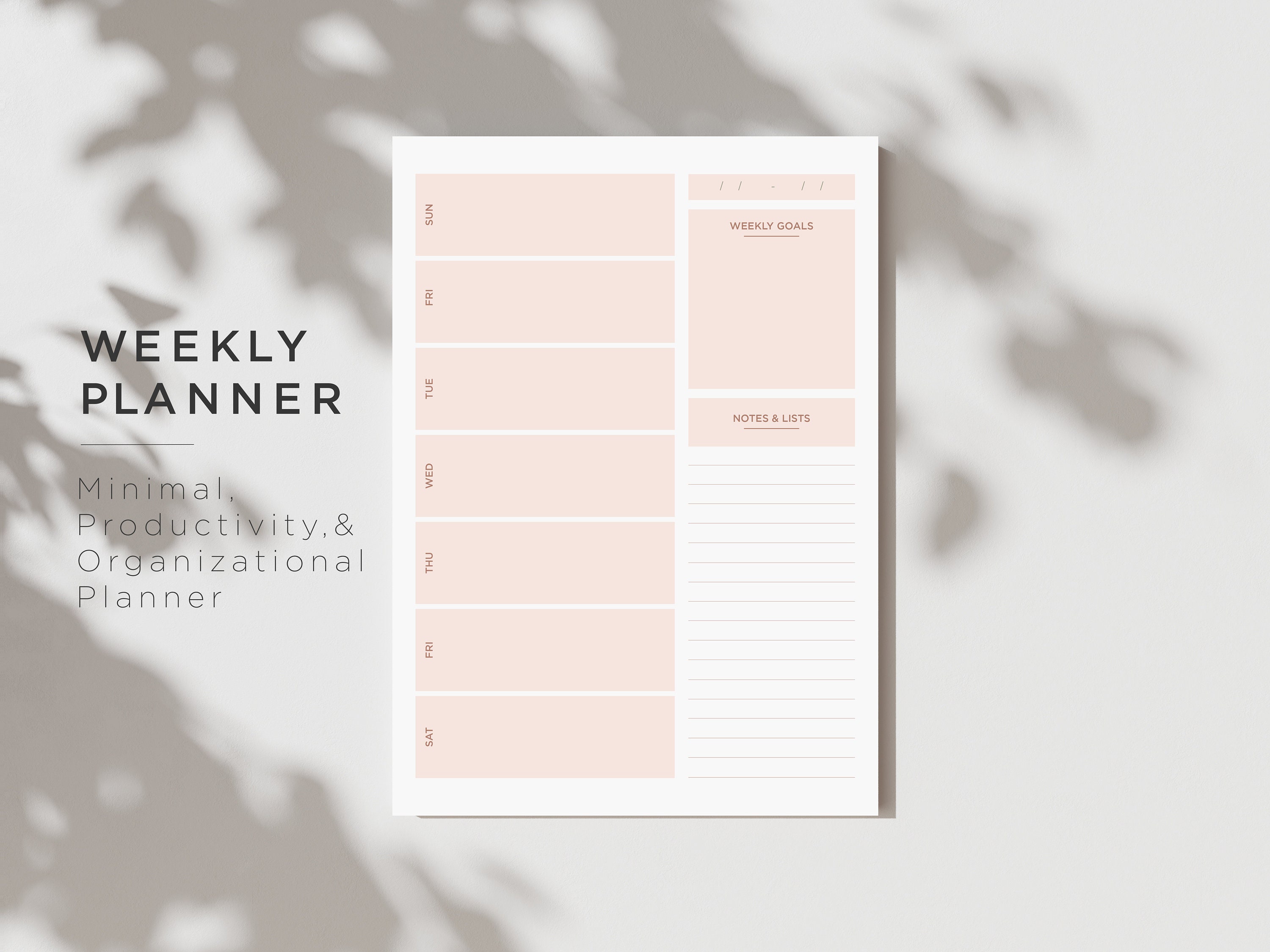 Weekly Undated Printable Planner, Simple Modern Weekly Schedule, Letter ...