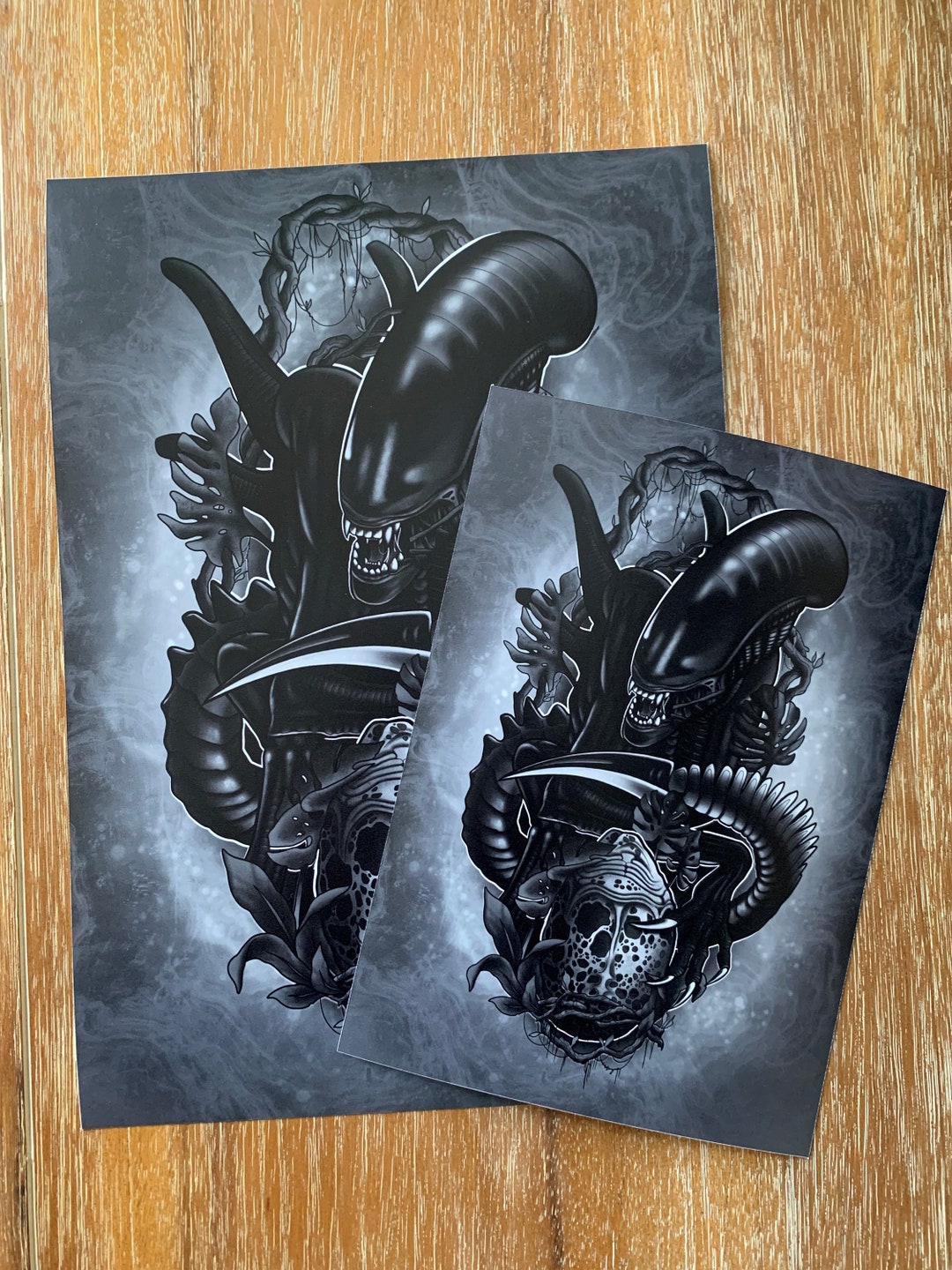 Print Alien Xenomorph Illustration Black and Gray A4/A5 - Etsy