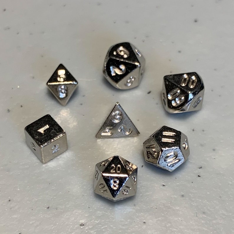 7-die Metal Micro Dice Set for D&D Dungeons and Dragons | Etsy