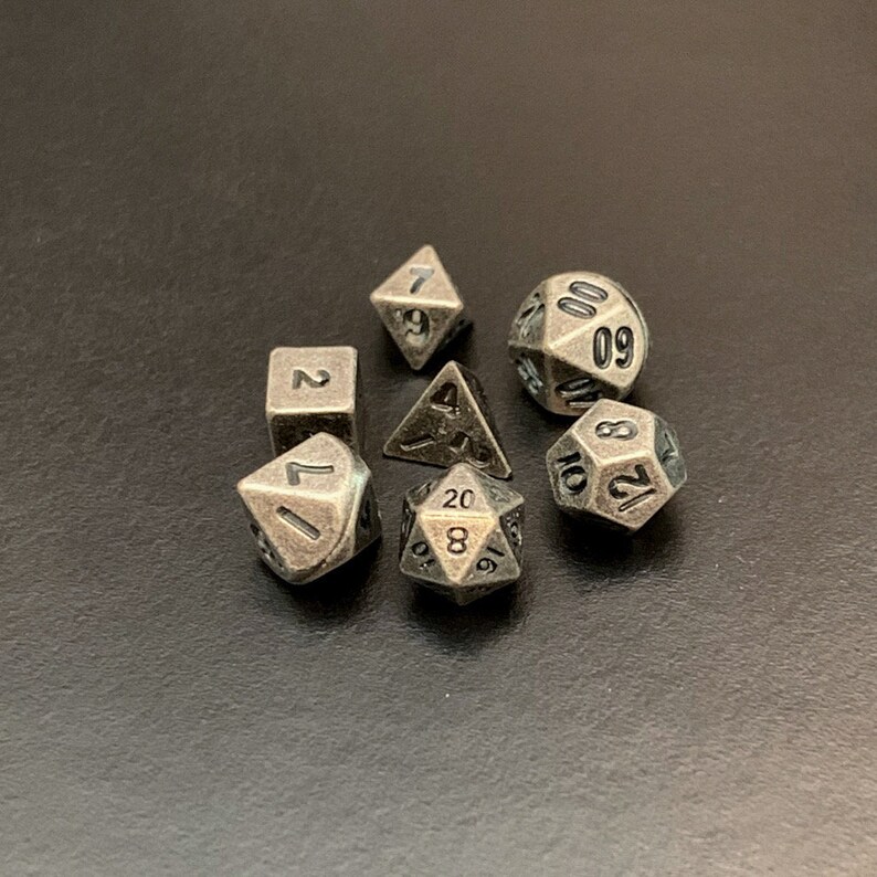 7-die Metal Micro Dice Set for D&D Dungeons and Dragons | Etsy