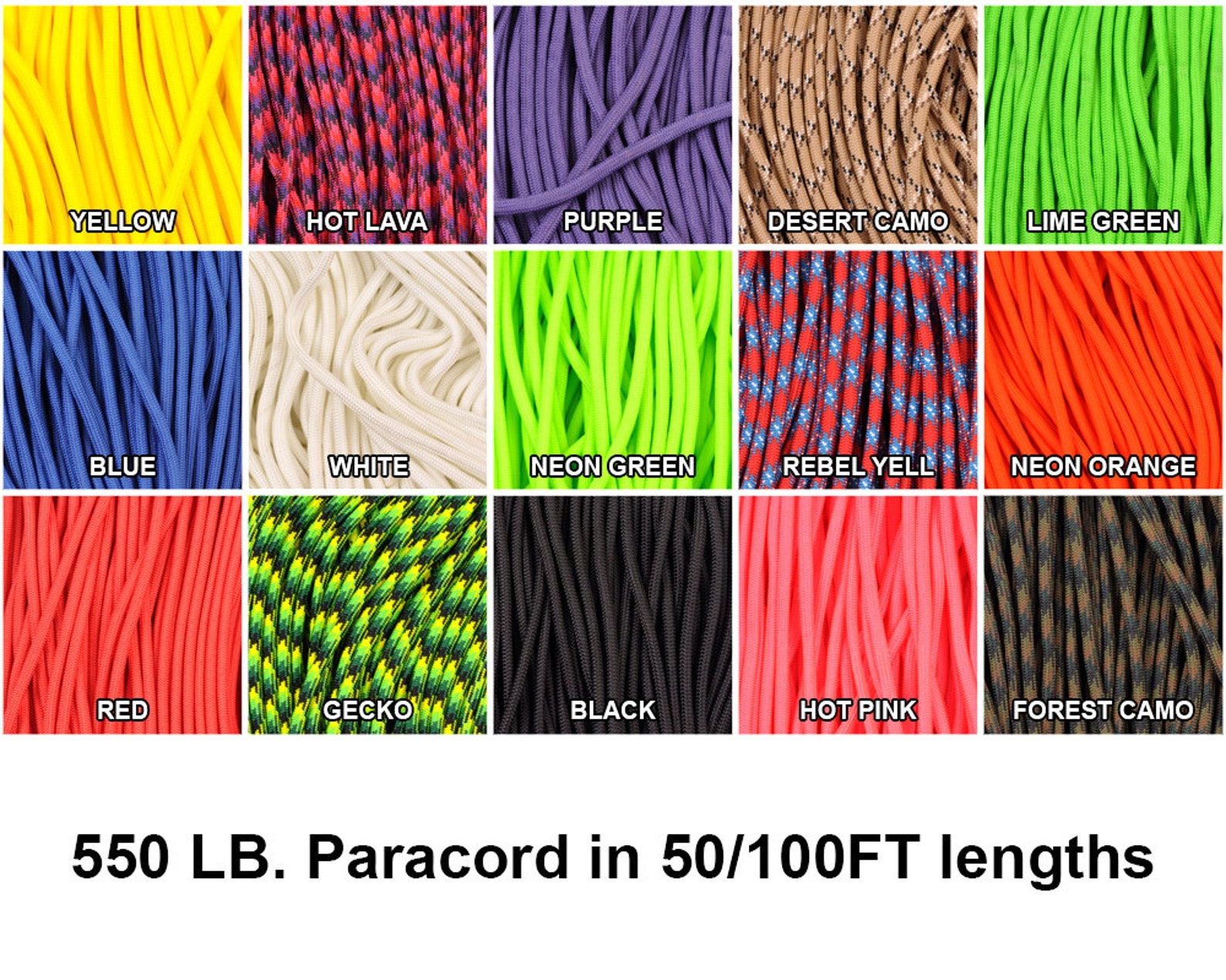 550lb. Paracord 100/50ft. Lengths - Etsy