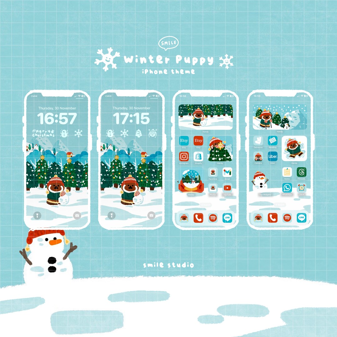 Rice Cake Puppy in Winter IOS Theme | Cozy Cute App Icon | iPhone ...