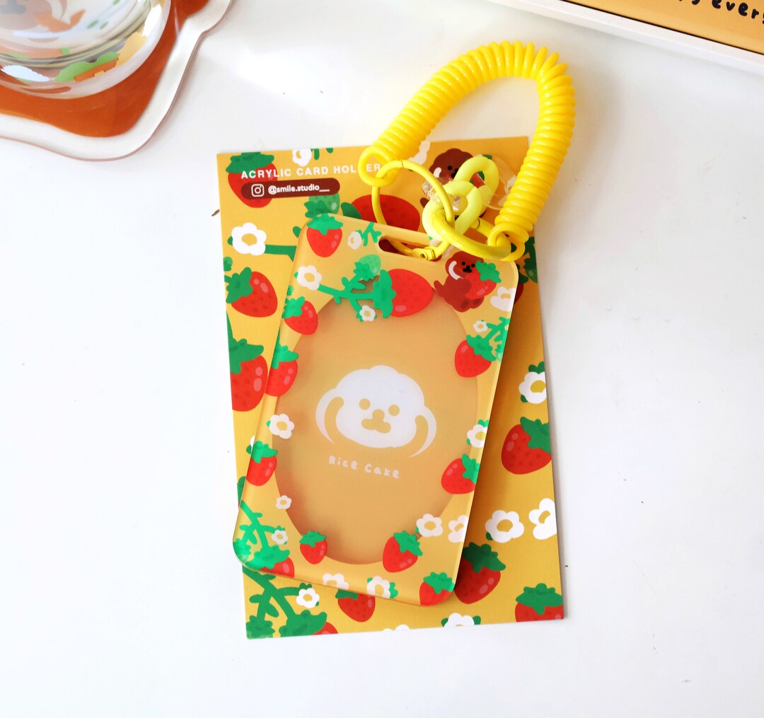 Rice Cake Puppy in Spring Card Holder Cute Acrylic Card Holder, Kawaii ...