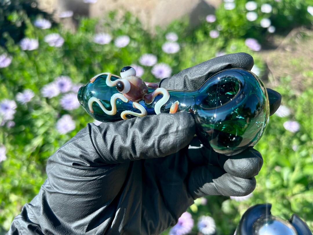 4 Inch Lake Green Octopus Glass Pipe Hand Pipes - Etsy