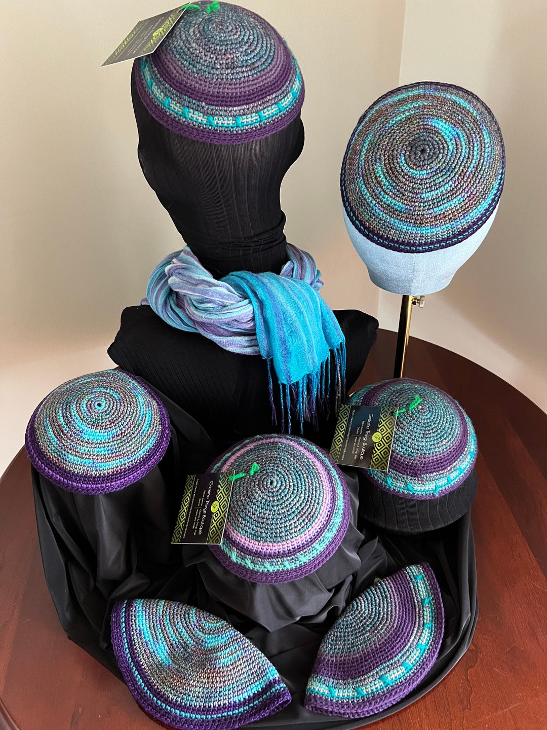 Purple & Aqua Variegated Kippah - Etsy