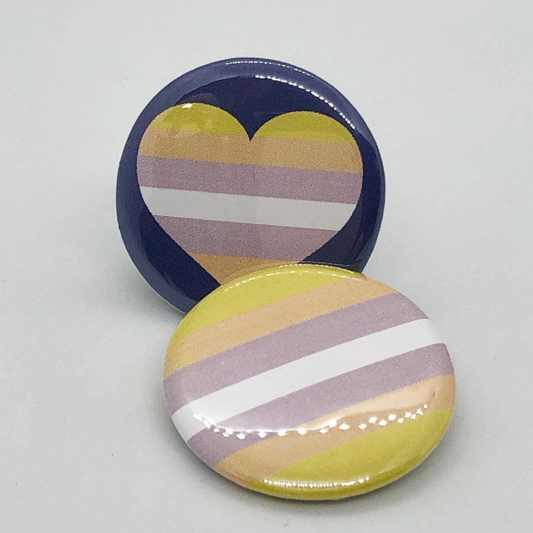 Pangender Flag or Heart 1 1/4 Inch Pin or Magnet or Keychain or Zipper ...