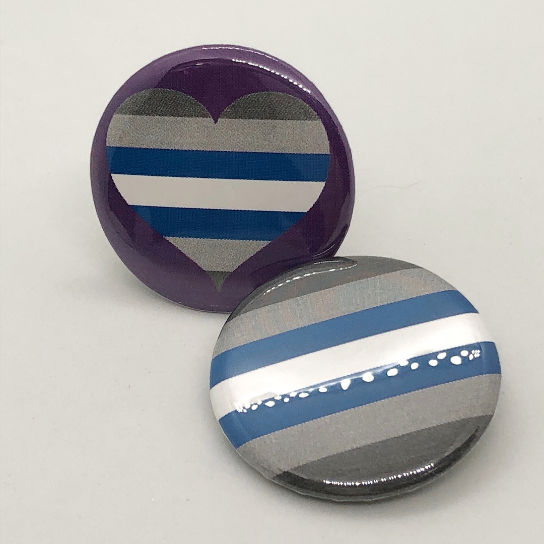 Demigender blue Flag or Heart 1 1/4 Inch Pin or Magnet or Keychain or ...